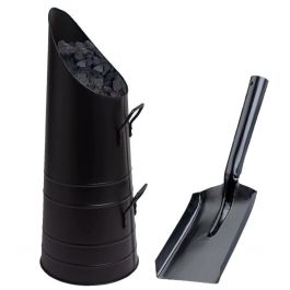 21" COAL HOD TRADITIONAL BLACK FIRE COAL BUCKET SHOVEL FIREPLACE LOG ...