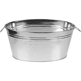 Galvanised Steel Oval Ice Bucket | Large 25L Beverage Cooler