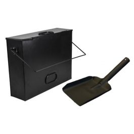 15L Ash Carrier Box Galv Metal Black Hot Fireside Tidy Bucket Shovel ...