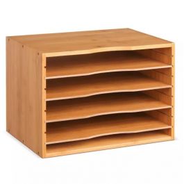 5 x Letter Filing Trays In/Out + Risers - COMPLETE SET - Natural Wooden ...