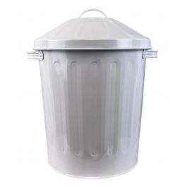 Galvanised White Mini Bin 15Litre Small Dustbin Rubbish Waste Storage