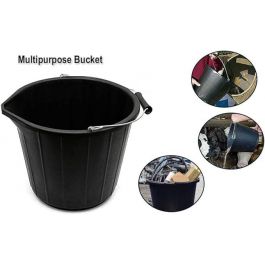 14L BLACK RUBBER FLEXIBLE STRETCHY 3 GALLON BUILDERS / FARM FEED ANIMAL ...